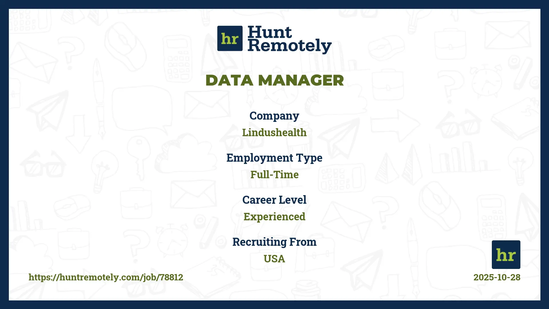 Full-Time Data Manager at Lindushealth | Hunt Remotely