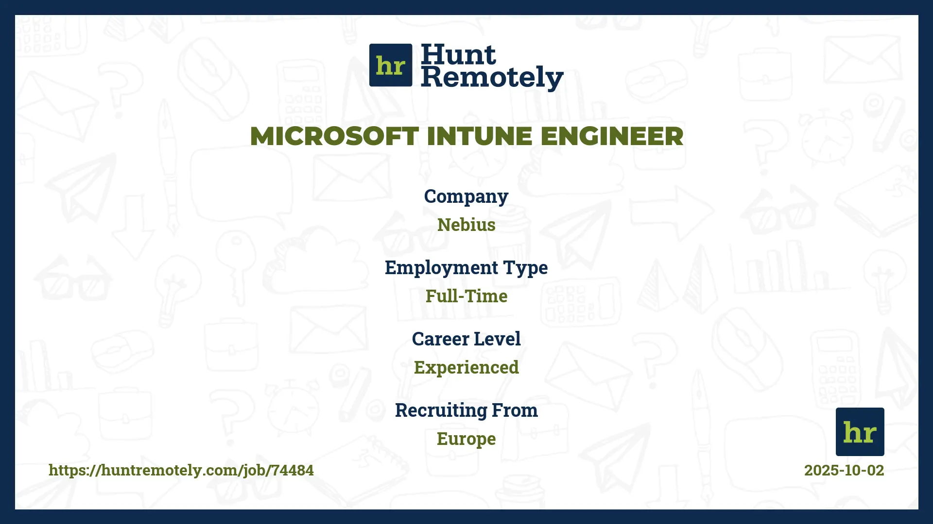 Full-Time Microsoft Intune Engineer at Nebius | Hunt Remotely