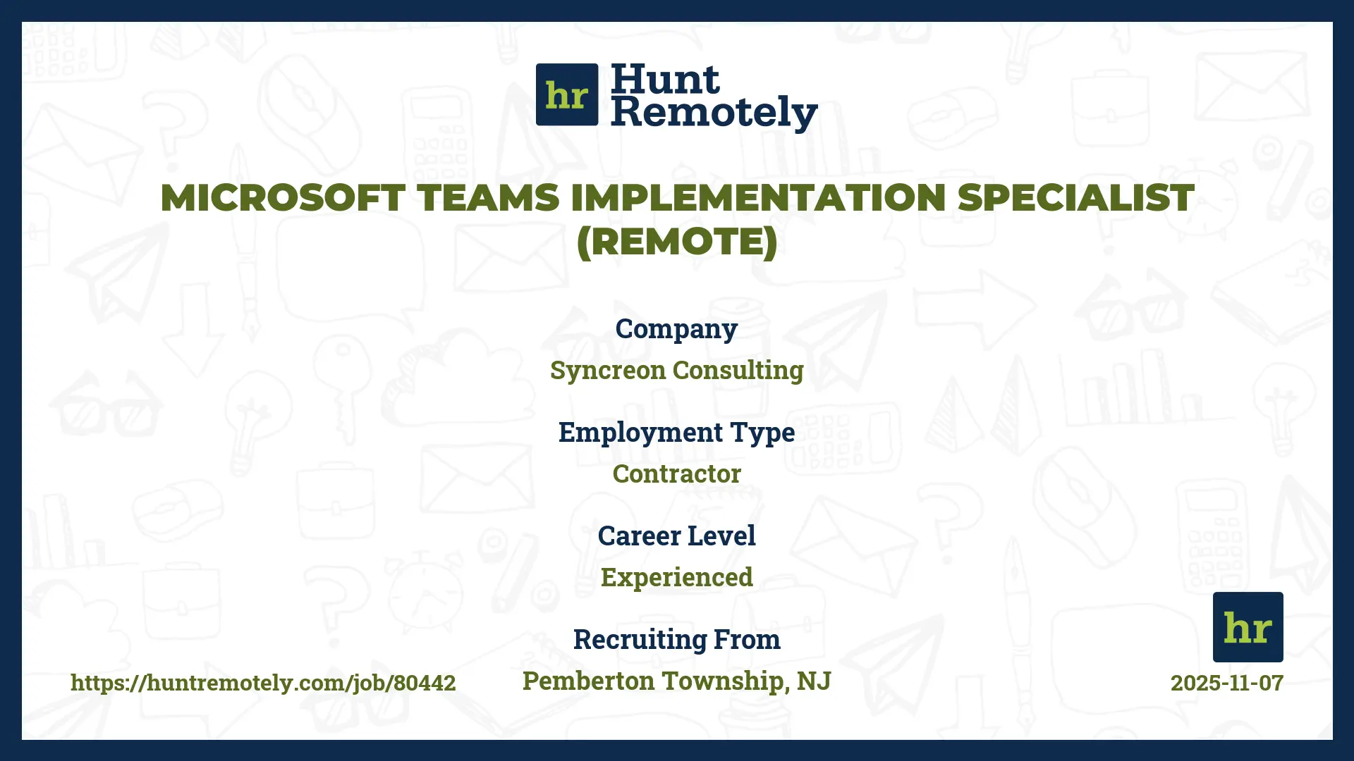 Contractor Microsoft Teams Implementation Specialist (Remote) at Syncreon Consulting | Hunt Remotely