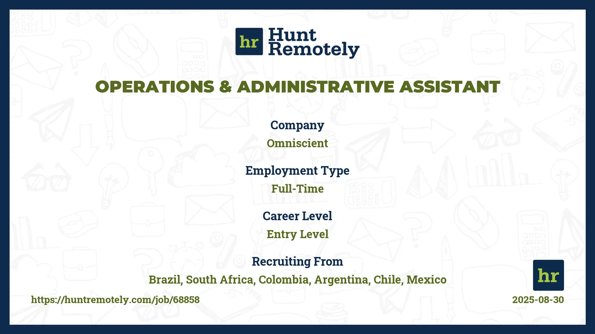 Full-Time Operations & Administrative Assistant at Omniscient | Hunt Remotely