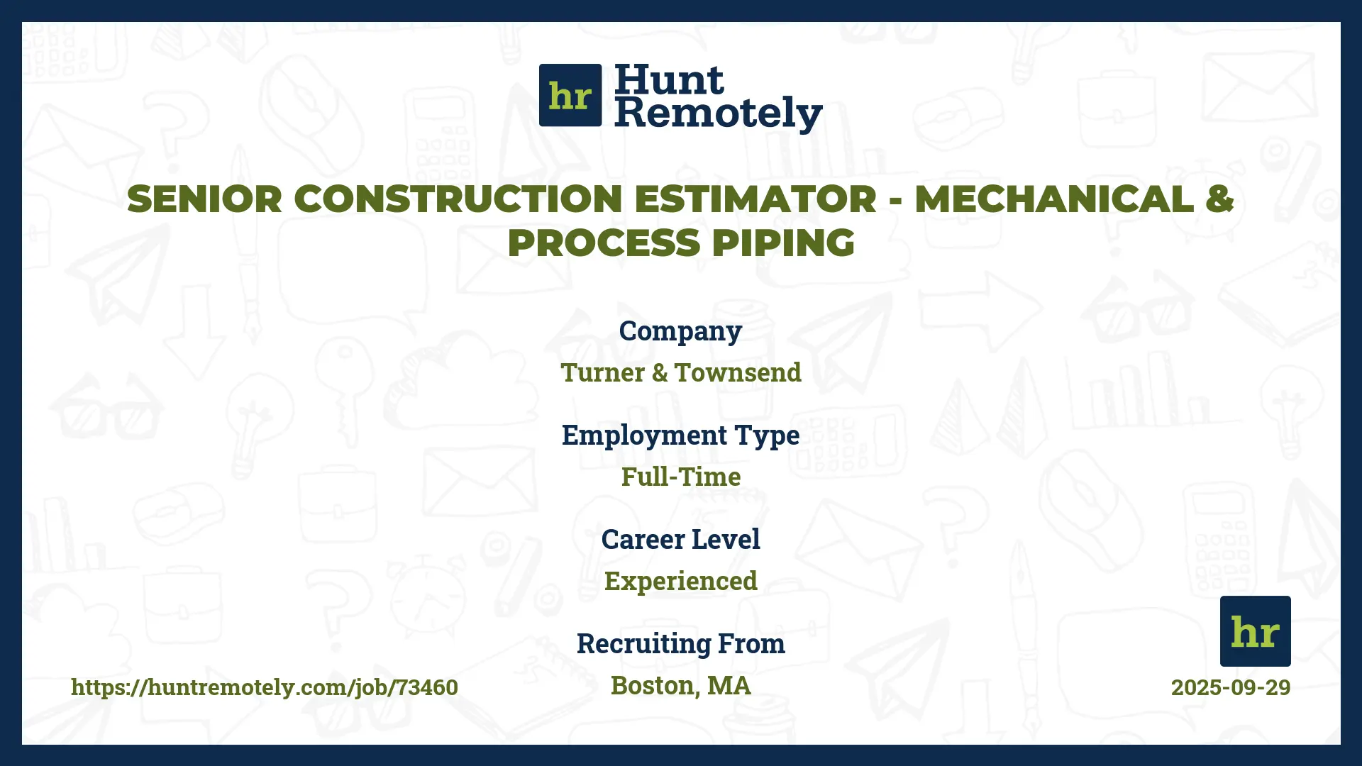 Full-Time Senior Construction Estimator - Mechanical & Process Piping ...