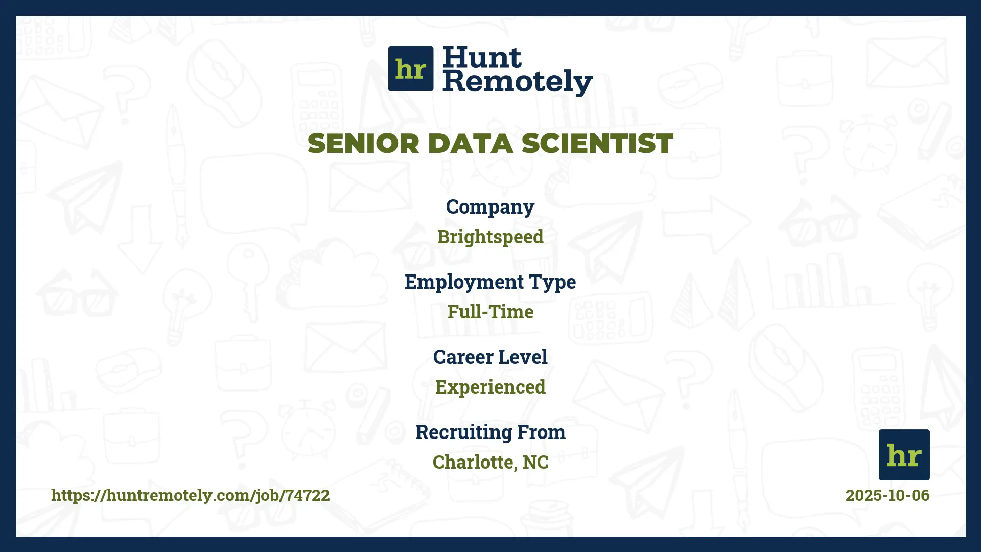 Full-Time Senior Data Scientist at Brightspeed | Hunt Remotely