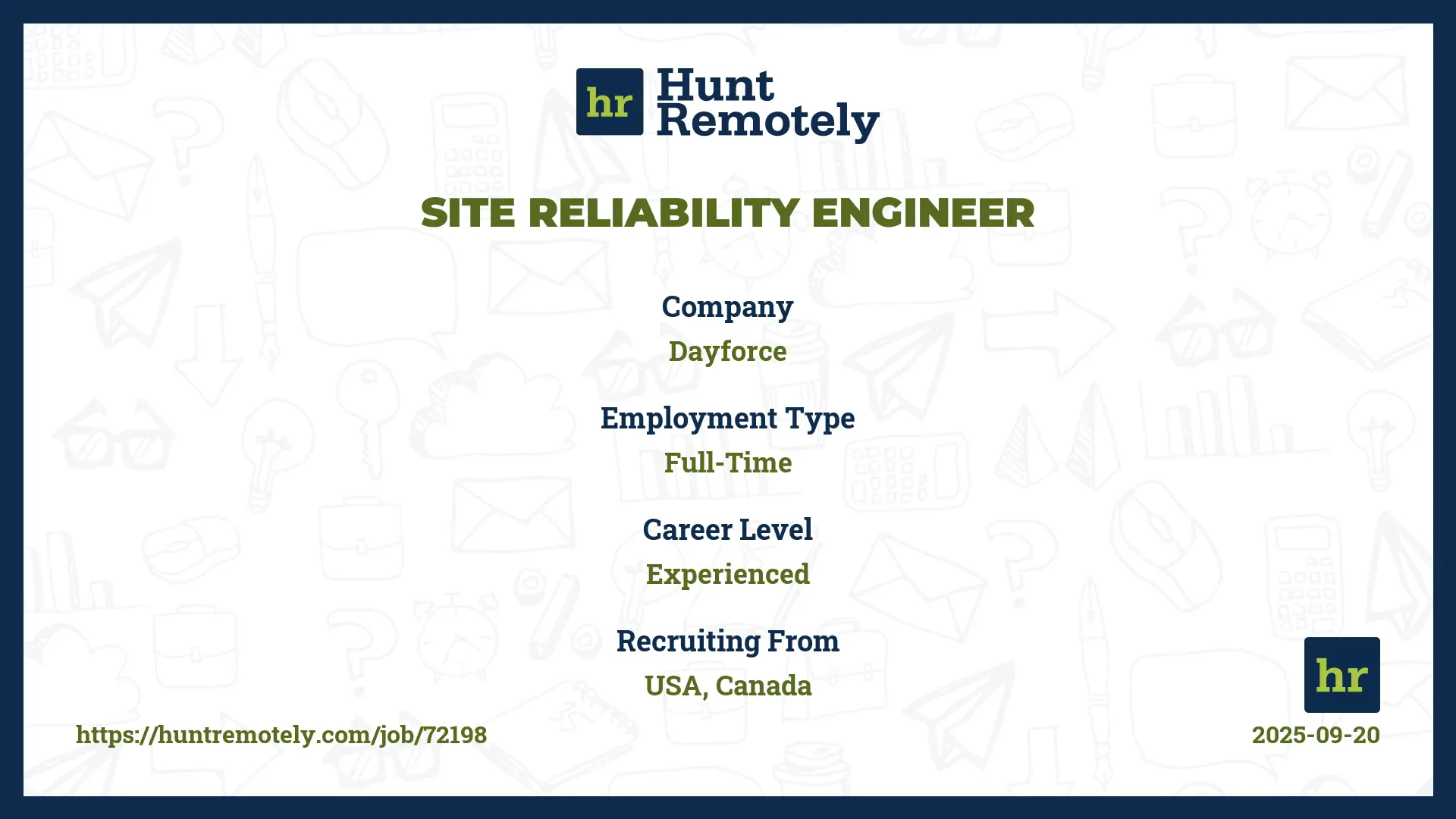 Full-Time Site Reliability Engineer at Dayforce | Hunt Remotely