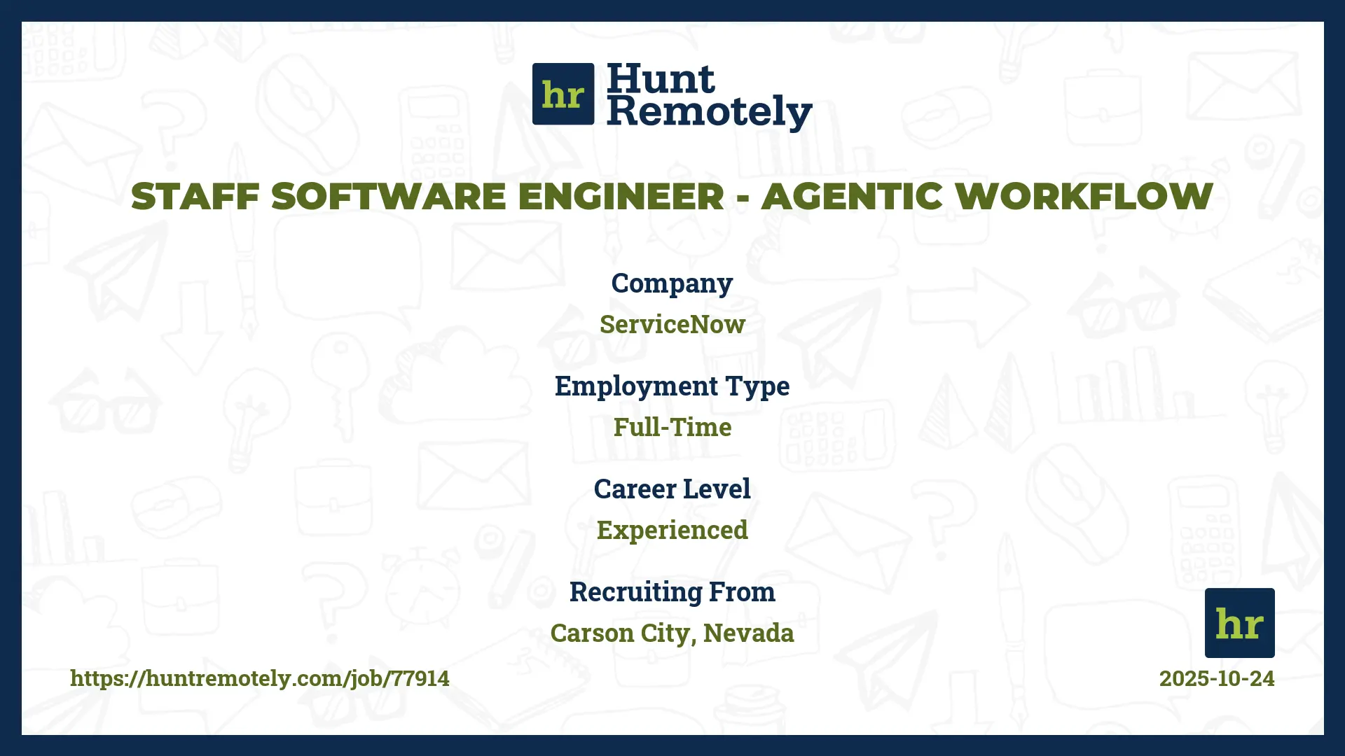 Full-Time Staff Software Engineer - Agentic Workflow at ServiceNow | Hunt Remotely